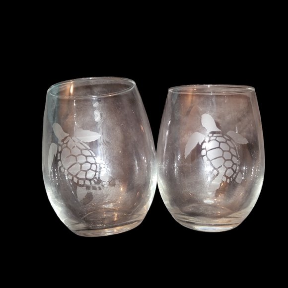 Dining | Handcrafted Etched Stemless Wine Glass Set | Poshmark